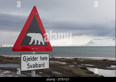 Polar Bear Warning Sign - Longyearbyen, Svalbard Stock Photo - Alamy