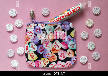 Love hearts purse with packet tube of Swizzels Matlow Love Hearts ...