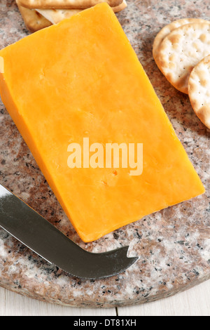 Red Leicester a traditional British cheese with crackers and pickle ...