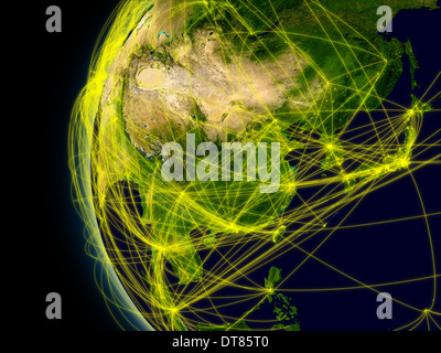 The main air routes of Asia Stock Photo - Alamy