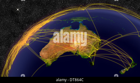 Map of Australia with flight paths. Image with clipping path Stock ...