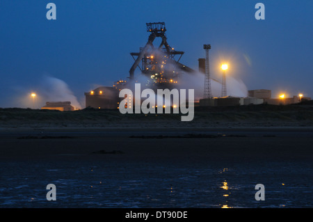 Industrial steelworks at dusk on the river Tees December Stock Photo ...