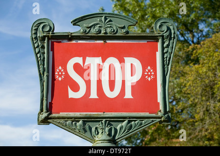 Old British 'HALT' road sign Stock Photo - Alamy