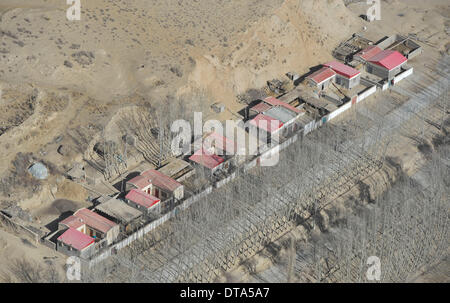 Yutian. 13th Feb, 2014. This bird eye view photo taken from a ...