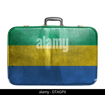 Vintage suitcase with Gabon flag isolated on white background Stock ...