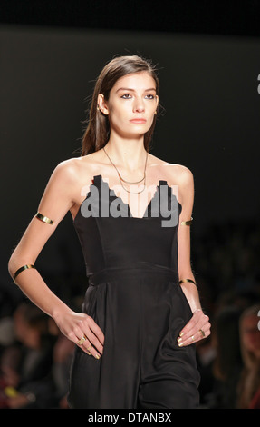 A model walks the catwalk during the Mara Hoffman fashion show at the ...