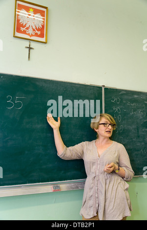 Poznan, Poland, German teacher of the 5th Class of Boleslaw Elementary ...