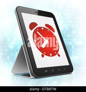 Timeline concept: Tablet Computer with Alarm Clock on display Stock ...