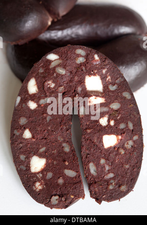 Black pudding, blood sausage cut into pieces. Studio Photo Stock Photo ...