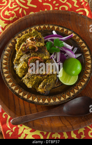 Chicken cafreal. Fried chicken in a green masala. Traditional food Goa ...