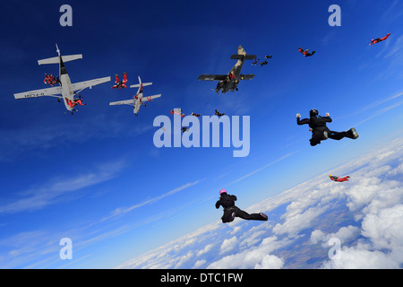 Skydiver enjoying the exit from the plane for an accuracy jump Stock ...