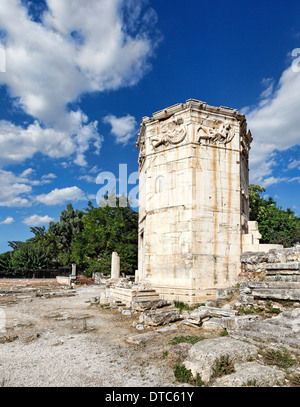 Tower of Winds or Aerides in Roman Agora, Athens, Greece. It is ...