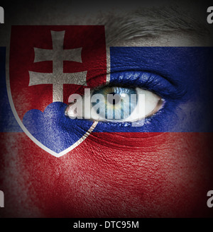 Human face painted with flag of Slovakia Stock Photo - Alamy