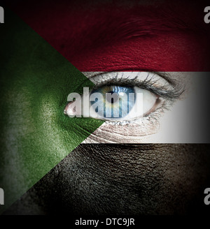 Human face painted with flag of Sudan Stock Photo - Alamy