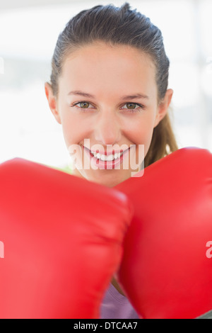 Closeup portrait of a smiling female boxer Stock Photo - Alamy