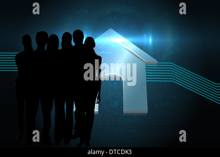 Composite image of shiny house on black background Stock Photo - Alamy