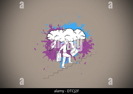 Businessman in career progression concept with crane Stock Photo - Alamy