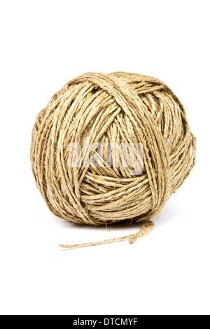 Winding the hand ball of string on white background Stock Photo - Alamy