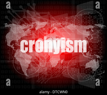 words cronyism on digital screen, business concept Stock Photo - Alamy
