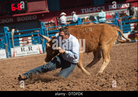 Tucson, Arizona, USA. 15th Feb, 2014. TYLER CORRINGTON rides a saddle ...
