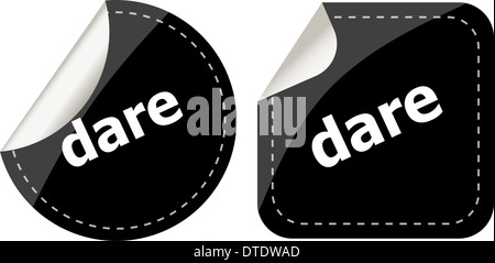 dare word on black stickers web button set, label, icon Stock Photo - Alamy