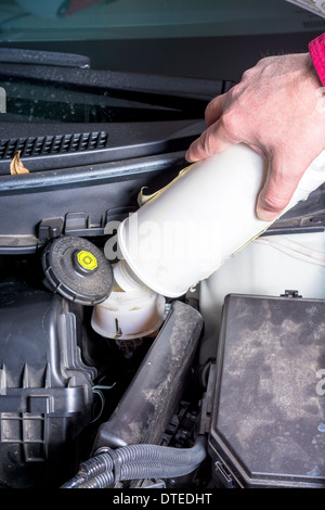 Adding brake fluid to a car Stock Photo - Alamy