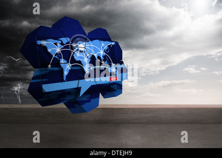 Composite image of global connections on abstract screen Stock Photo ...
