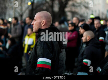 Sofia, Bulgaria. 15th Feb, 2014. Hundreds defy ban of far-right ''Lukov ...