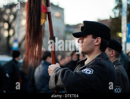 Sofia, Bulgaria. 15th Feb, 2014. Hundreds defy ban of far-right ''Lukov ...