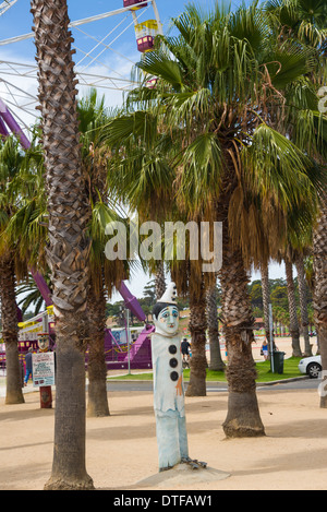wooden carved statute characters located on the Geelong waterfront all ...