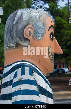 wooden carved statute characters located on the Geelong waterfront all ...