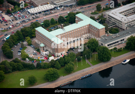 Aerial shot of the River Trent and County Hall, Nottingham ...
