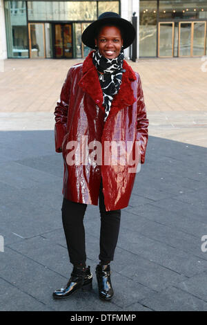 Stacey Jordan arriving at the Desigual runway shown in New York City ...