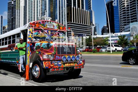 typical public bus Balboa avenue Miramar Panama city Panama Stock Photo ...