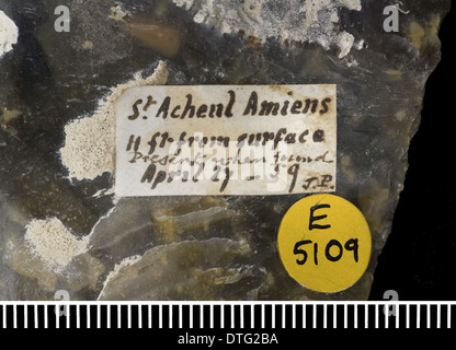 Flint hand-axe. Close-up of a prehistoric Neanderthal axe made out of ...