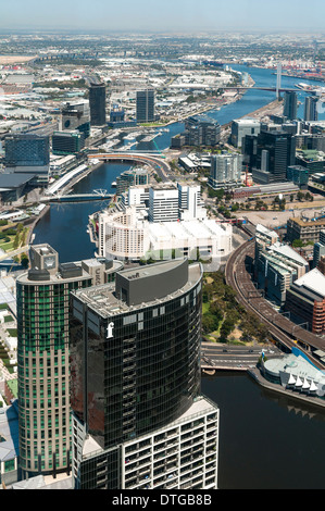 Melbourne city view from the Eureka Tower on Southbank, looking ...