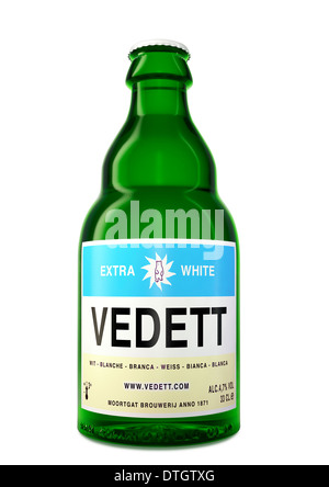 Vedett Extra White Beer bottle on on a green background Stock Photo - Alamy