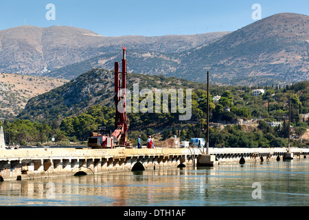 Drapano Bridge Argostoli Kefalonia. maintenance and repair Stock Photo ...