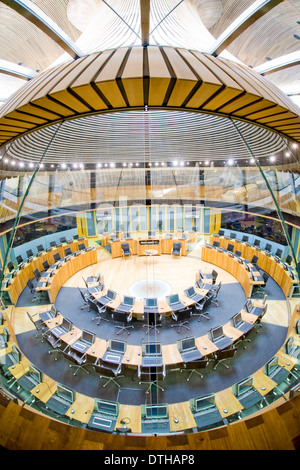 Welsh Assembly Senedd Building interior stairway Cardiff Bay South ...