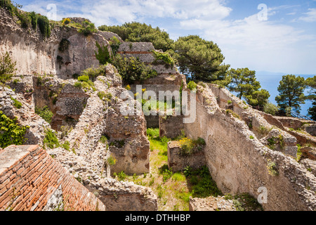 Ancient roman ruins of Villa Jovis built by emperor Tiberius is located ...