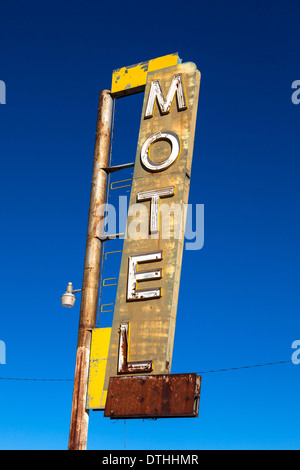 Retro Rusty Motel Sign With Neon Tubes Stock Photo - Alamy