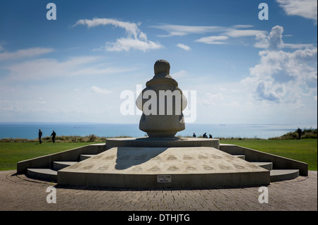 A statue of a fighter pilot at the Battle of Britain Memorial, Capel-le ...