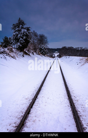 Train in Winter landscape snow Stock Photo - Alamy