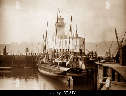 Scarborough harbour, Victorian period Stock Photo - Alamy