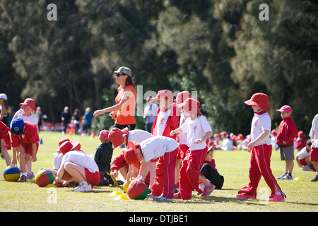 australian school children participating in school sports activities ...
