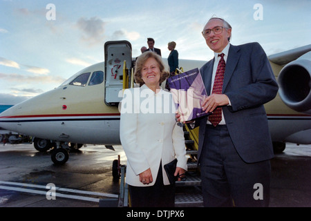 Donald Dewar MP (with Baroness Smith) arriving at Edinburgh Airport ...