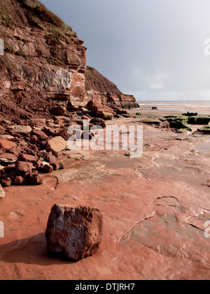 Triassic red rocks on the Jurassic Coast near Orcombe Point, Exmouth ...
