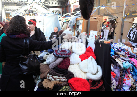 A Hat Stall In Old Spitalfields Sunday Market, London, England Stock ...