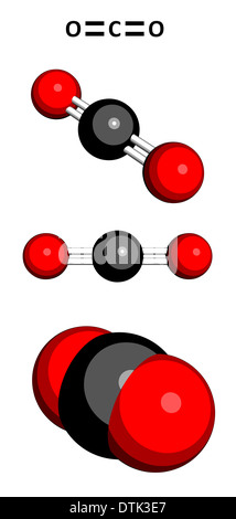 Carbon dioxide, CO2, molecule model and chemical formula. Carbonic acid ...