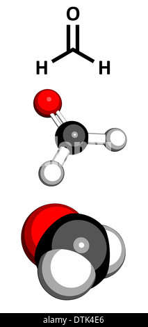 Formaldehyde (CH2O) molecule, chemical structure. Atoms are represented ...